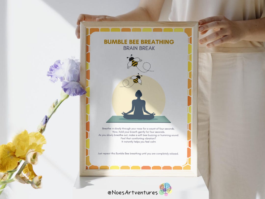 Bumble Bee Breathing Exercise Printable Brain Break Worksheet Kids Calm ...