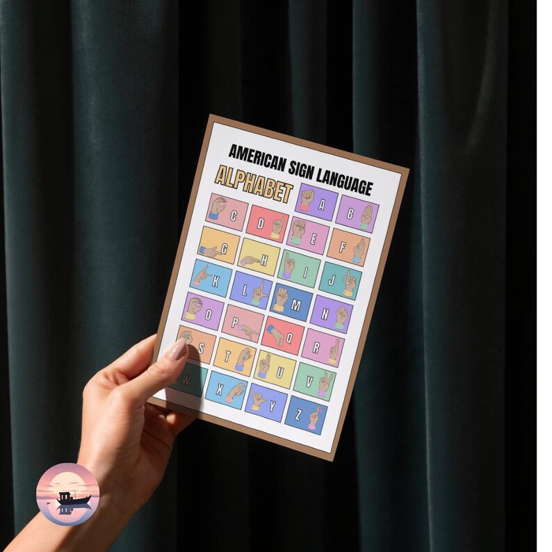 ASL Alphabet Poster: Learn Sign Language With Colorful Hand Signs ...