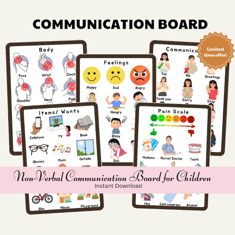 Non-verbal Communication Board for Children Printable PDF ASD ADHD - Etsy