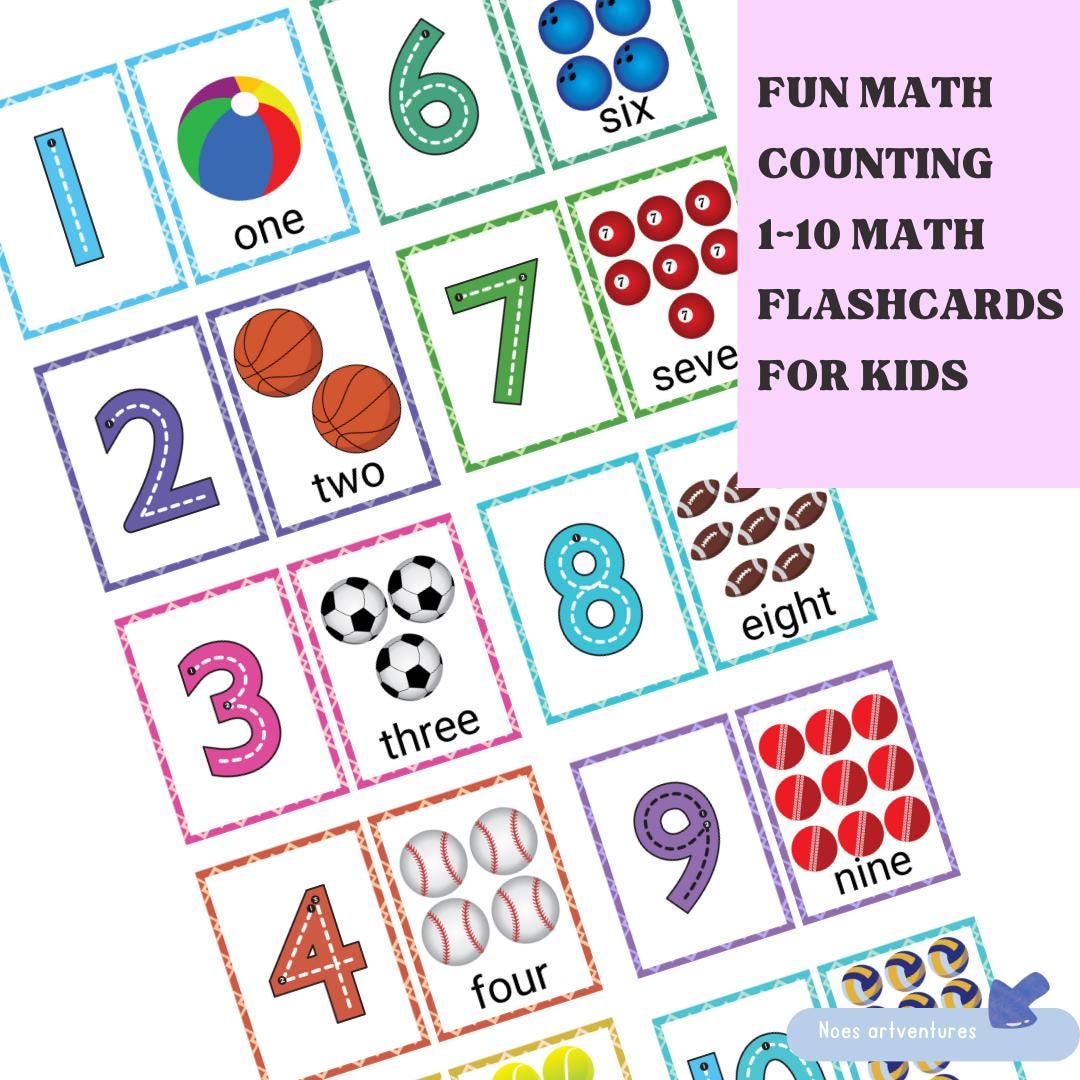 Educational Math Flashcards for Kids (1-10) Build Counting & Number ...