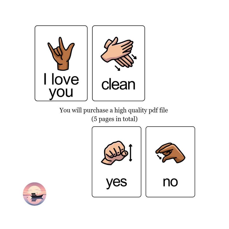 American Sign Language Flashcards in a White Simple Style, Montessori ...