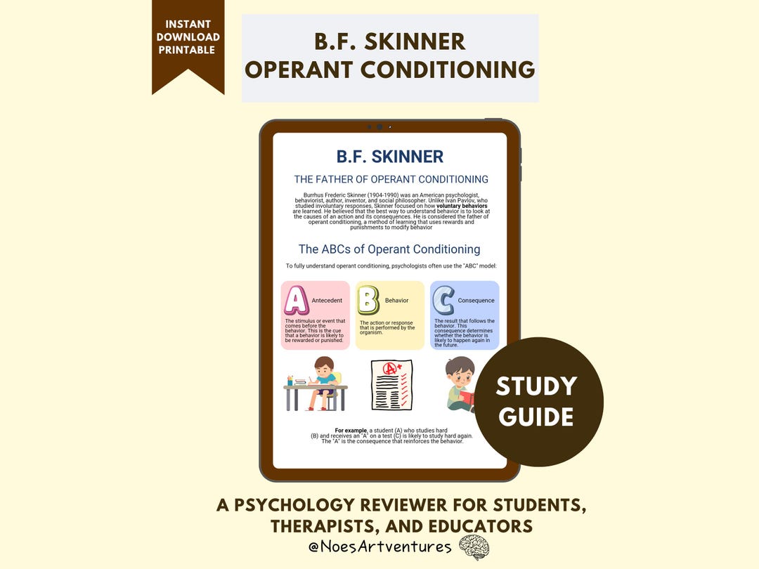 BF Skinner Operant Conditioning Study Guide: Psychology Review (digital ...