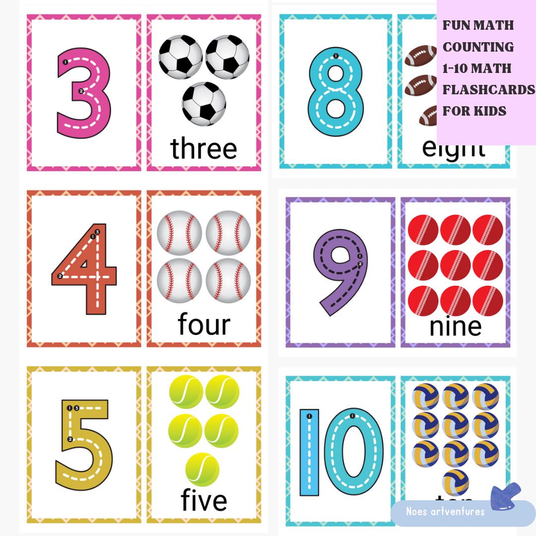 Educational Math Flashcards for Kids (1-10) Build Counting & Number ...