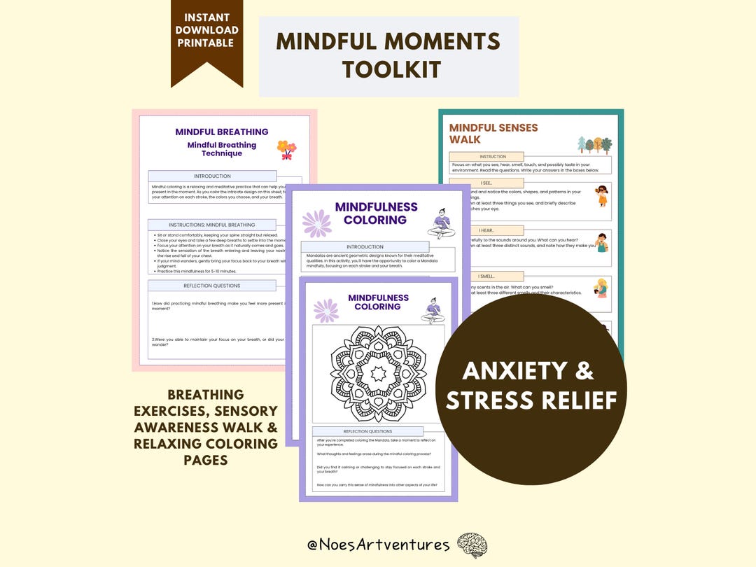 Mindfulness Activities Bundle Stress Relief Calm Focus Brain Exercises ...