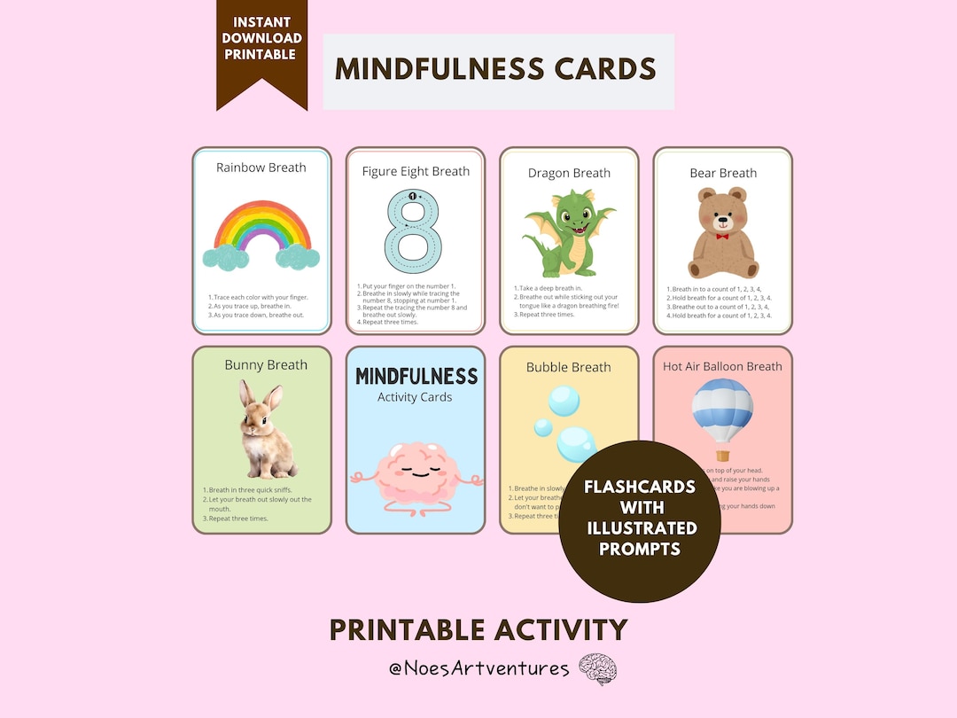 Mindfulness Cards With Illustrated Prompts for Anxiety Relief Finger ...