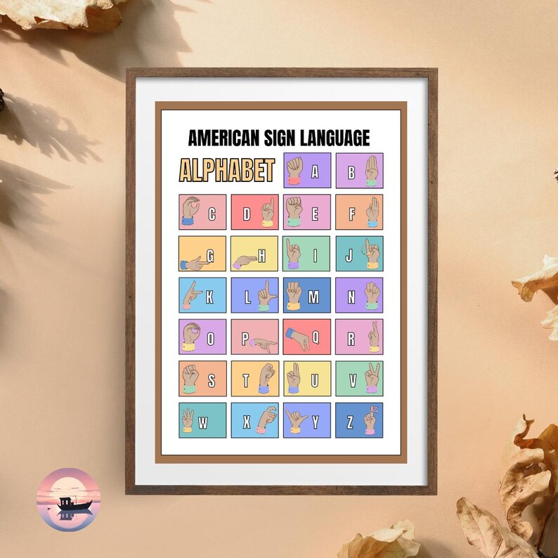 ASL Alphabet Poster: Learn Sign Language With Colorful Hand Signs ...