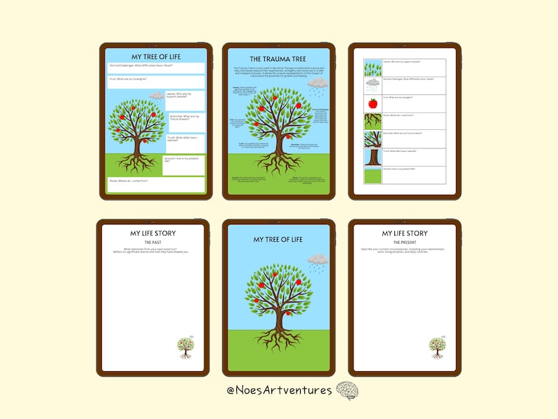 Trauma Narrative Therapy Worksheet Tree of Life Story Digital Therapy ...