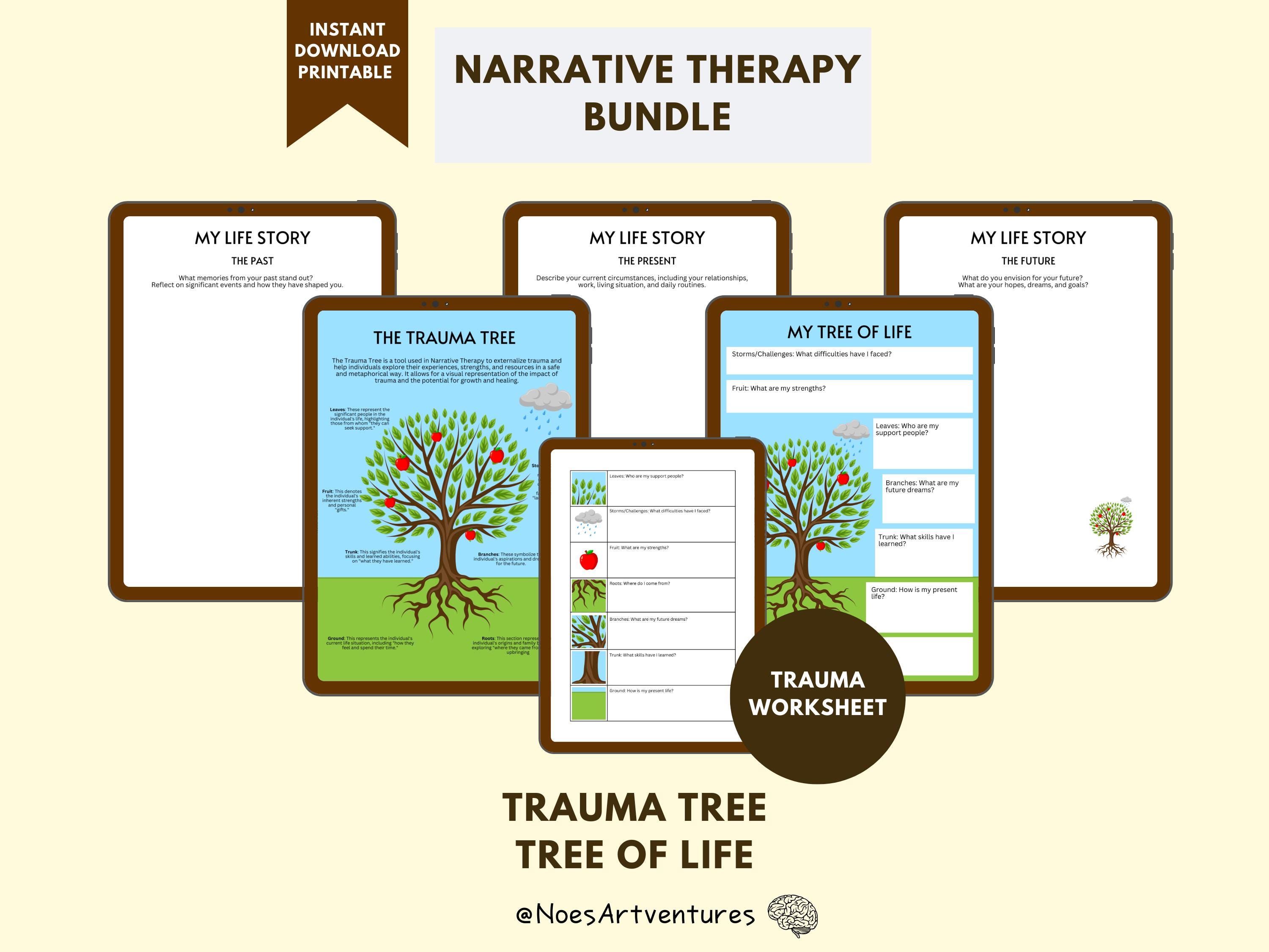 Trauma Narrative Therapy Worksheet Tree of Life Story Digital Therapy ...