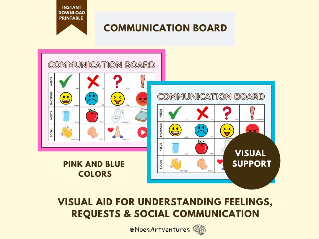 Visual Support Communication Board Digital Download Blue Pink ...