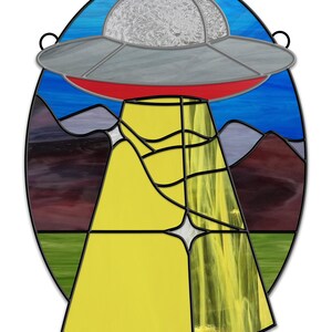 Alien UFO Stained Glass Pattern: Quirky DIY • Digital Download ...