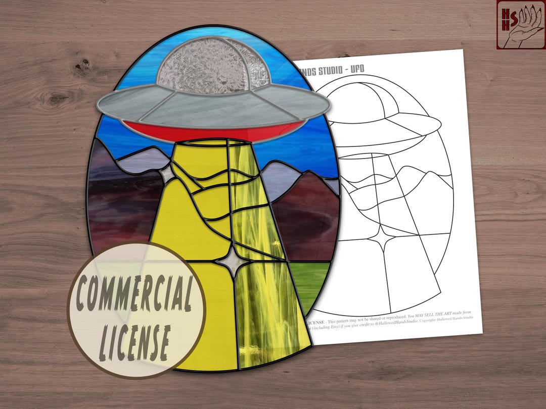 Alien UFO Stained Glass Pattern: Quirky DIY • Digital Download ...