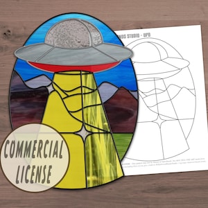 Alien UFO Stained Glass Pattern: Quirky DIY • Digital Download ...