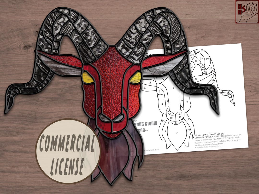 Goat Head Stained Glass Pattern • Digital Download • COMMERCIAL LICENSE ...