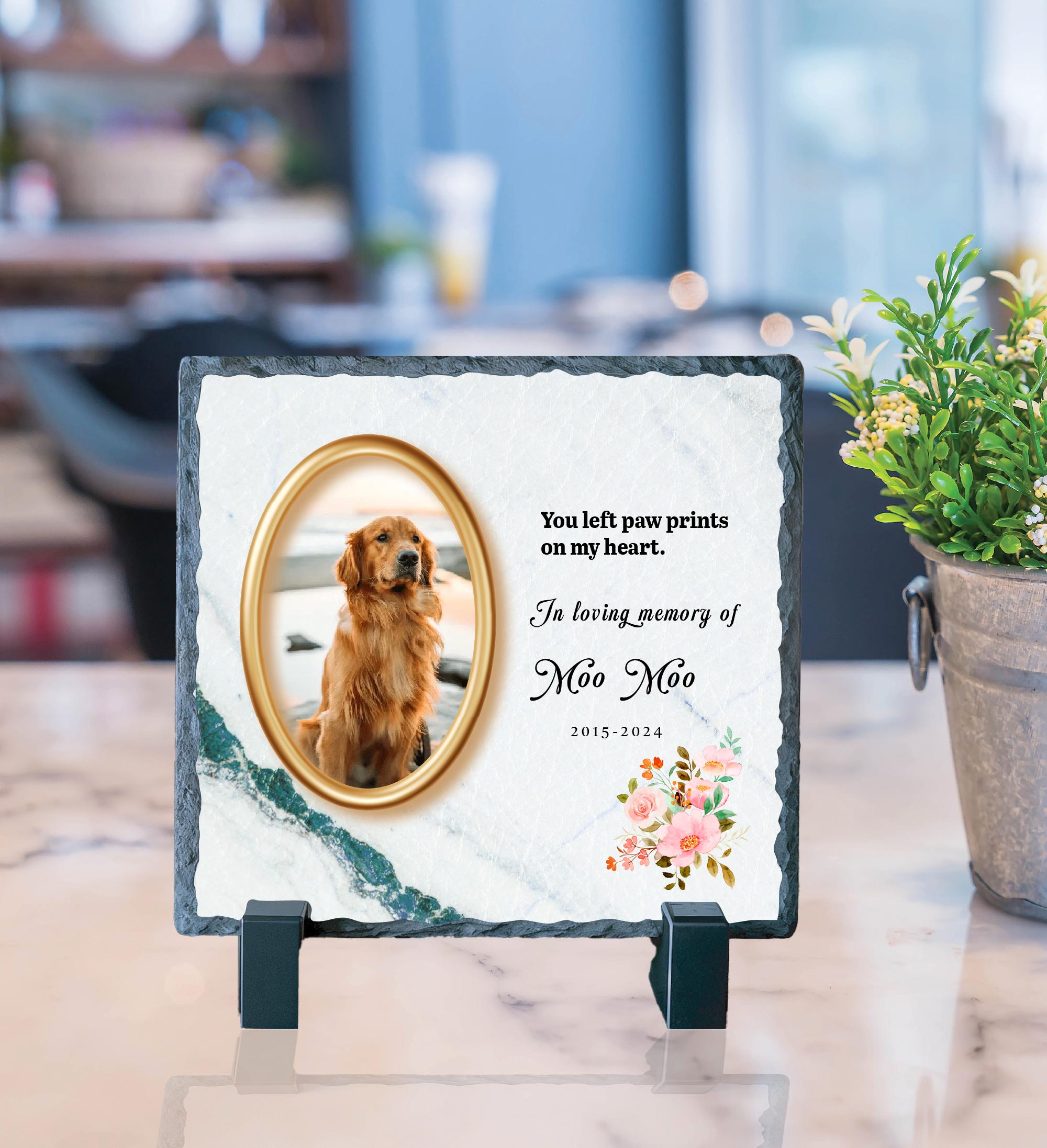 Personalized Photo Dog Memorial Rock Slate: Custom Cat Remembrance Gift ...