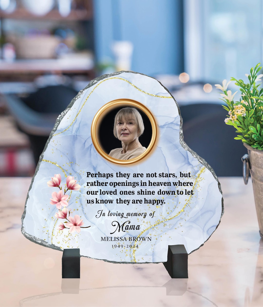 In Loving Memory Mama Rock Slate, Personalized Mother Photo Memorial ...