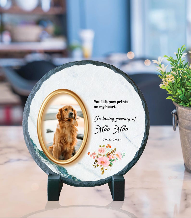 Personalized Photo Dog Memorial Rock Slate: Custom Cat Remembrance Gift ...