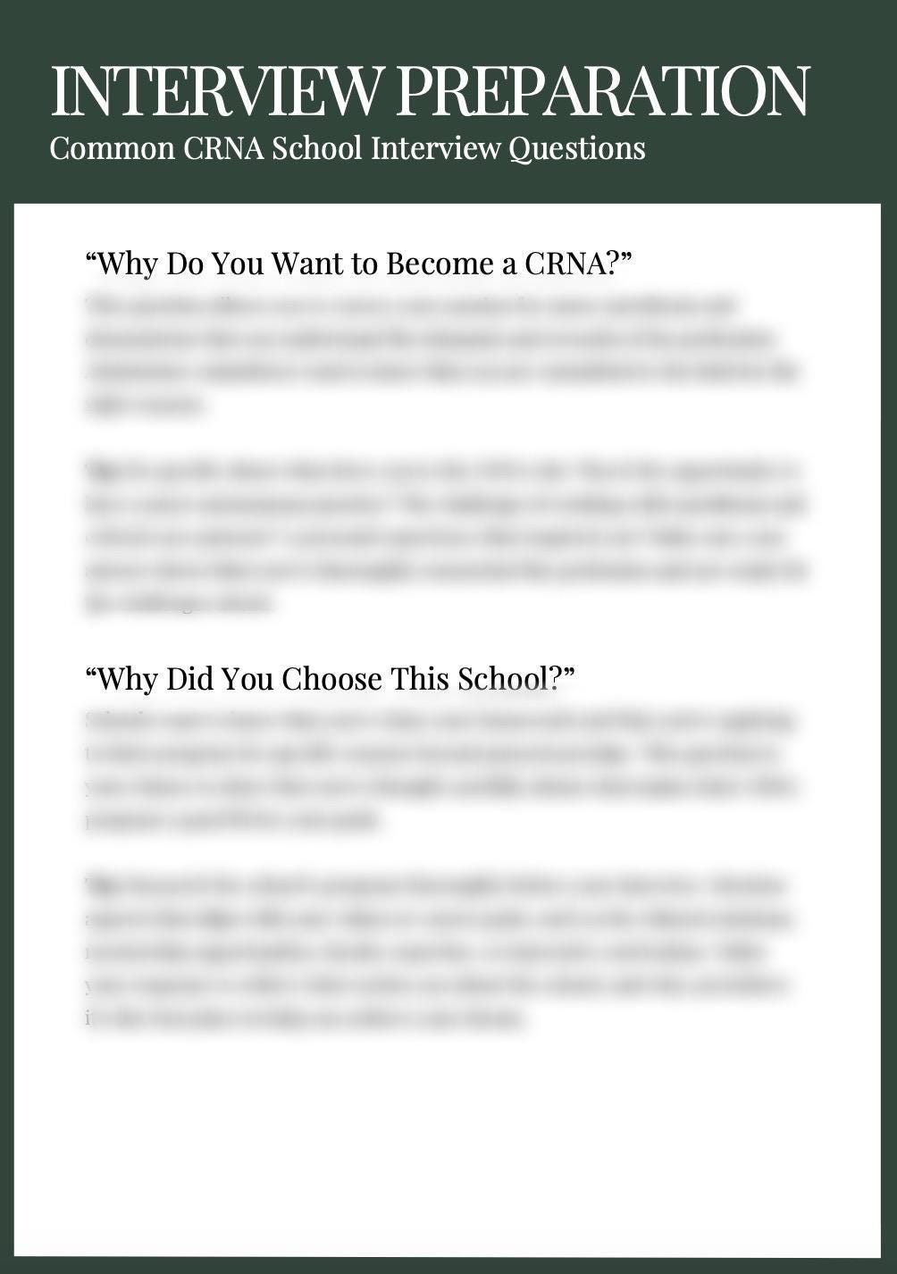 CRNA School Interview Guide - Etsy
