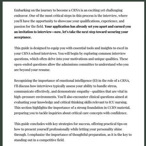 CRNA School Interview Guide - Etsy