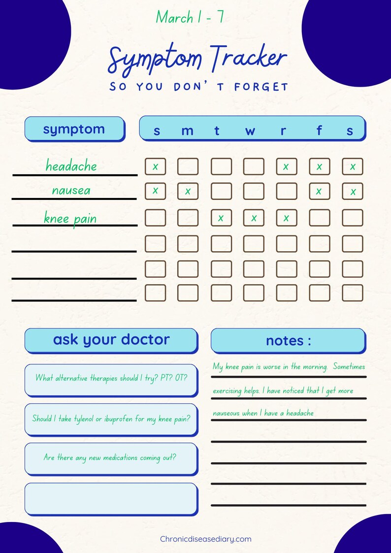 Symptom Tracker - Etsy