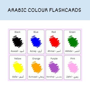 Arabic Colour Flashcards, Arabic Colour, Arabic Flashcards, Printable ...