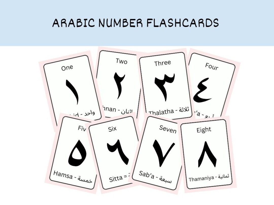 Arabic Number Flashcards, Arabic Numbers, Arabic Flashcards, Printable ...