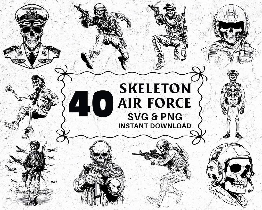 Skeleton Air Force SVG PNG Bundle: Military Skull Cut File - Etsy