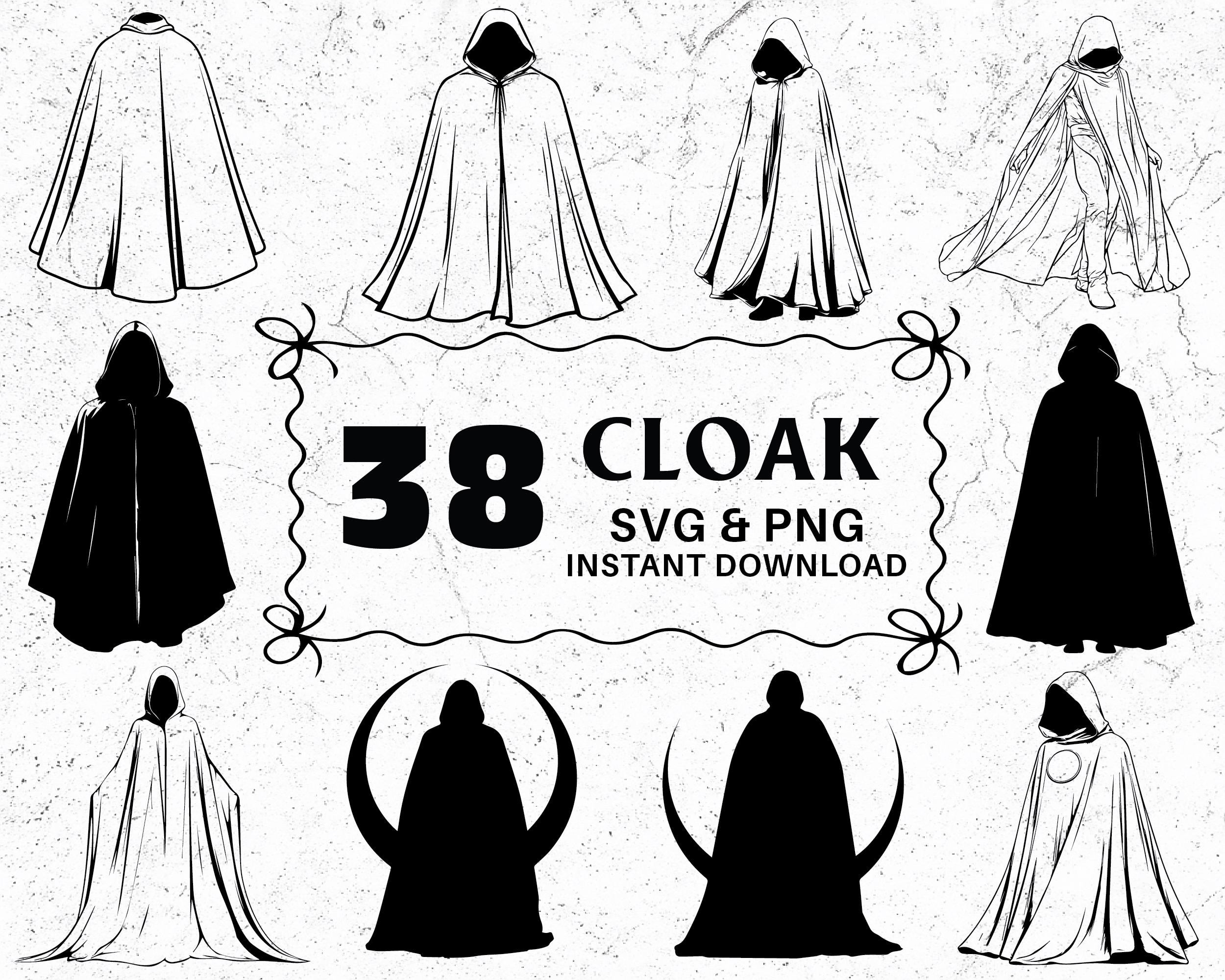 Hooded Cloak SVG PNG Bundle: Fantasy Costume Cut File (digital Download ...