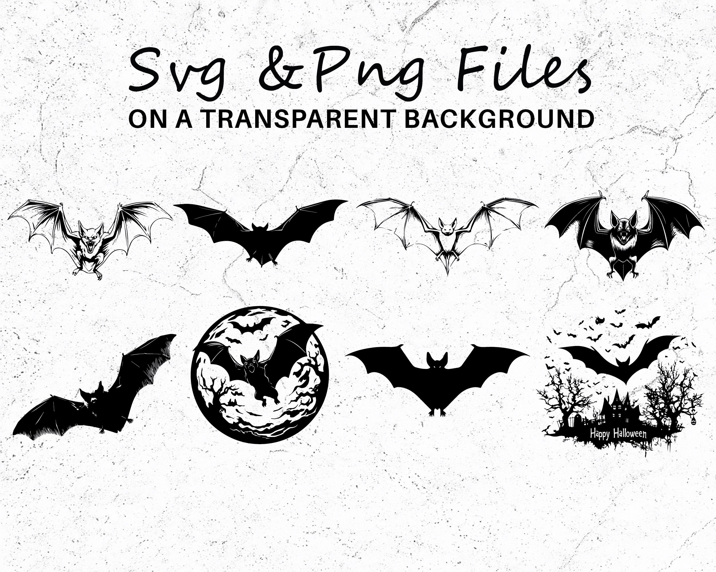 Bat SVG PNG Bundle, Halloween Bat Silhouette, Cricut Bat File, Spooky ...