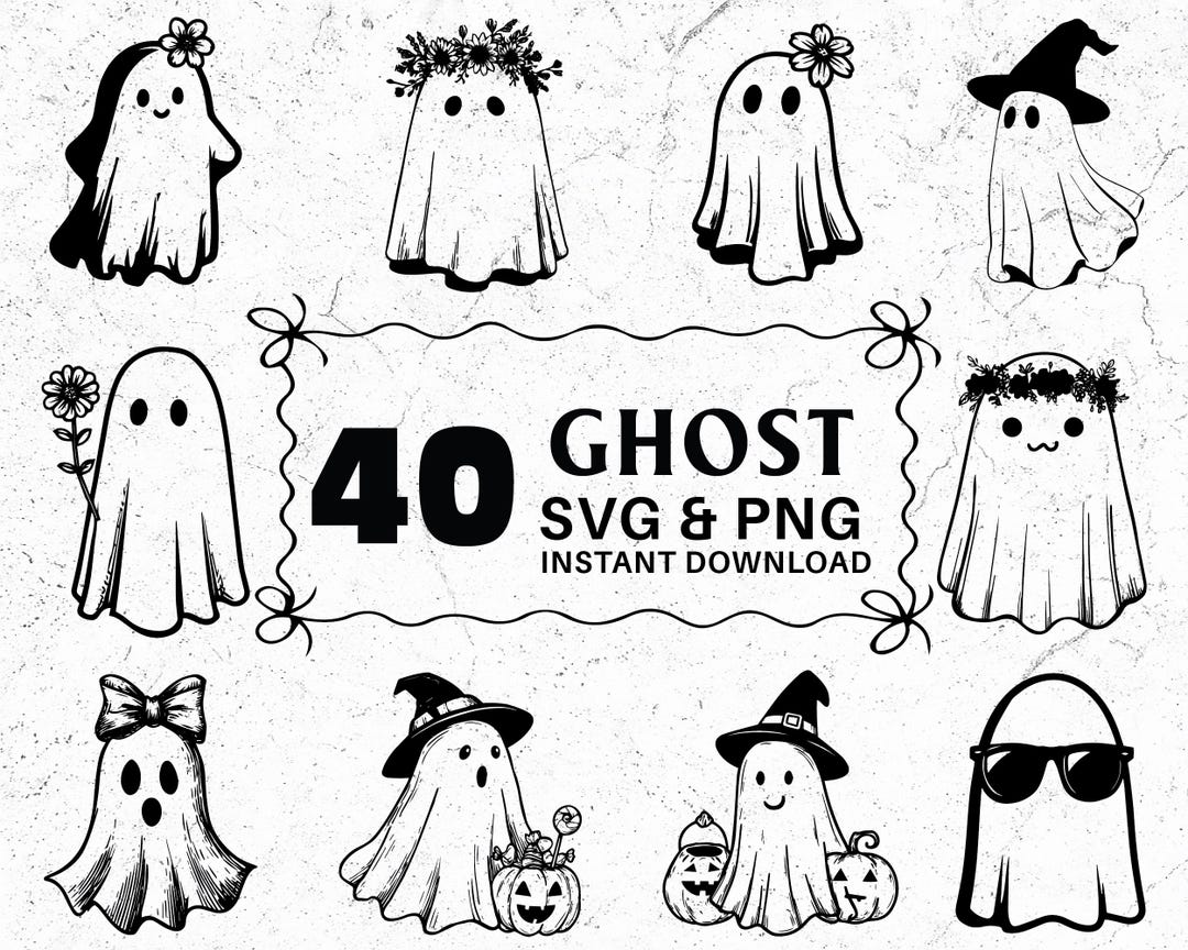 Spooky Ghost SVG PNG Bundle: Halloween Clipart, Cricut Cut Files - Etsy