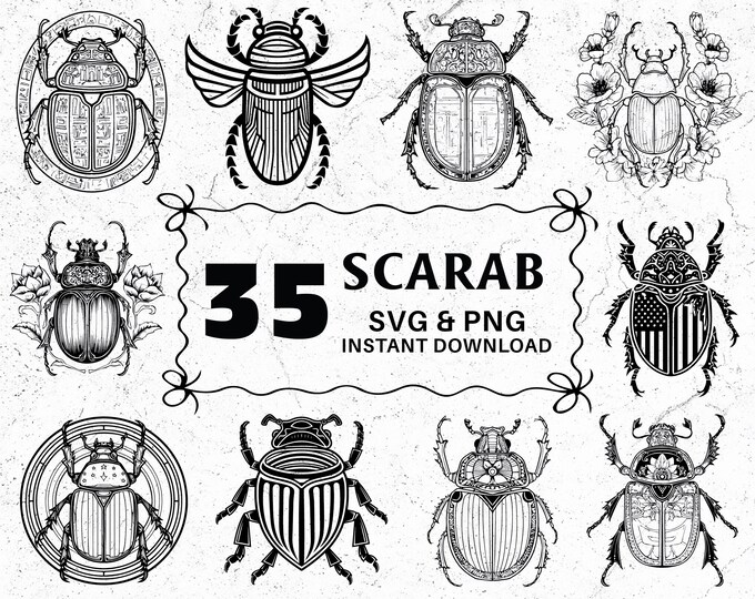 Egyptian Scarab SVG, Beetle SVG Egyptian Symbol SVG Hieroglyph Vector ...