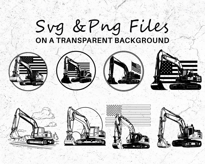 Excavator SVG Bundle: Construction Vehicle Cut Files for Cricut - Etsy ...