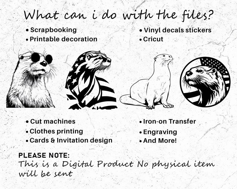 Cute Otter SVG PNG Clipart, Animal Decals, Nursery Art (digital Designs ...