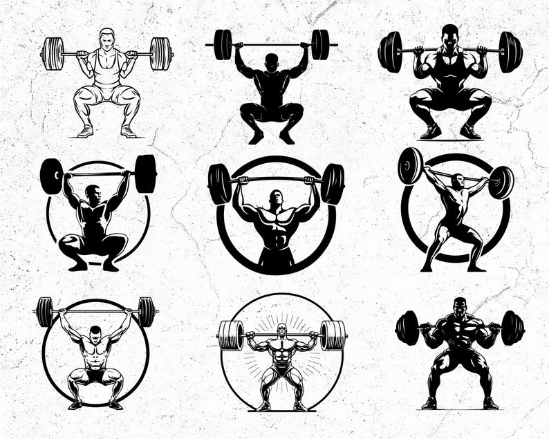 Powerlifting SVG PNG Bundle: Weightlifter Silhouette Clipart (digital ...