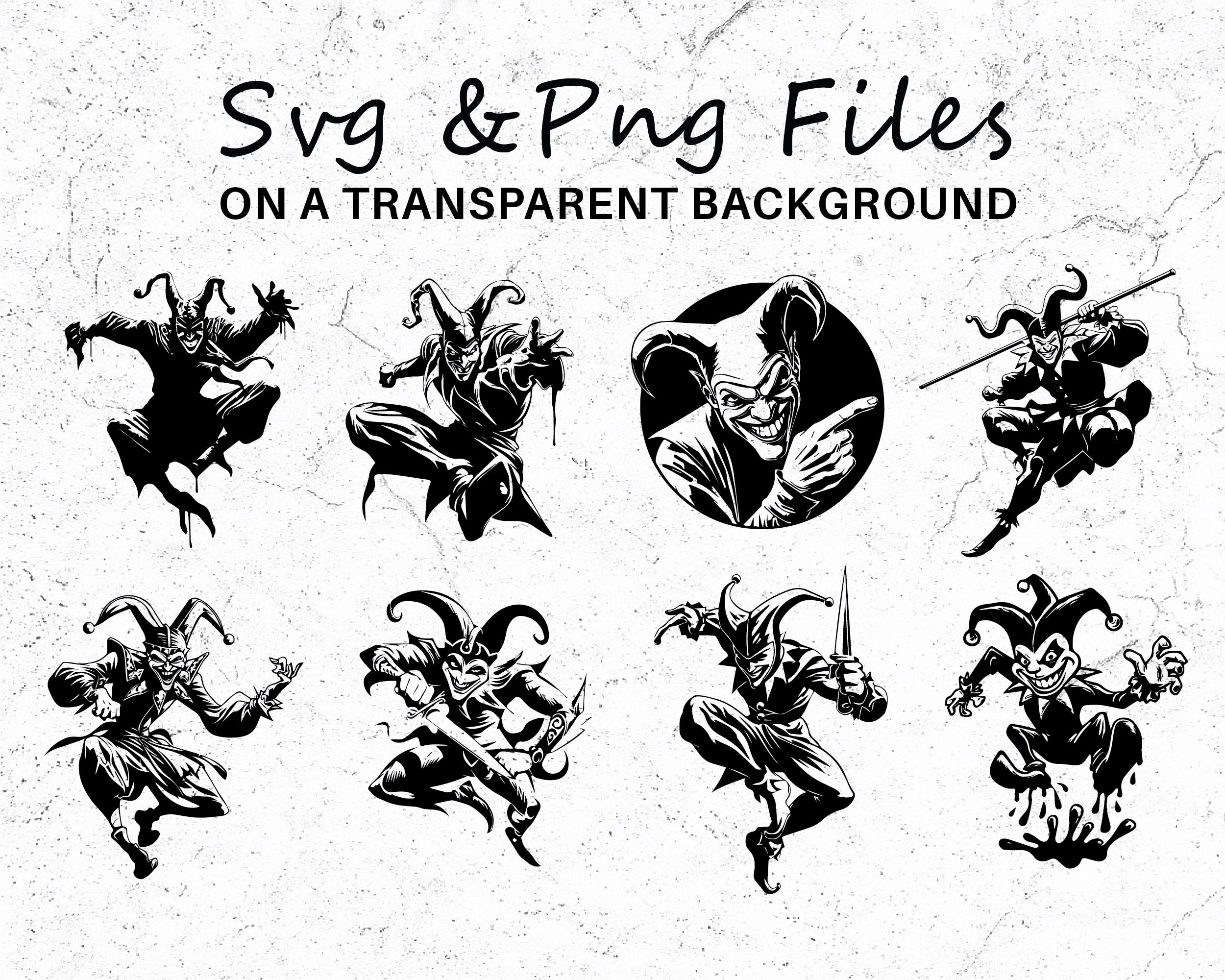 Evil Jester SVG PNG Bundle: Creepy Joker Clipart, Gothic Halloween ...