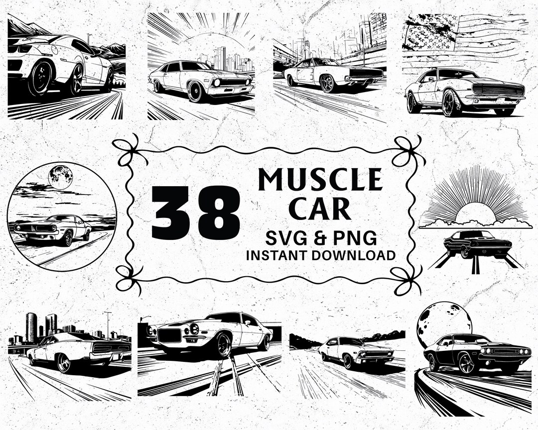 Muscle Car SVG PNG Bundle: Vintage Automotive Clipart - Etsy
