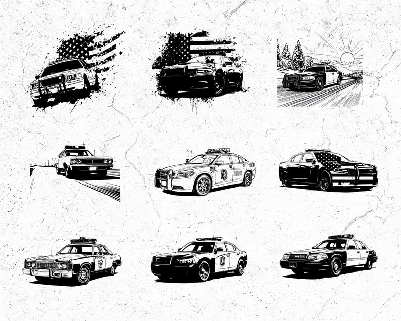 Police Car SVG PNG Bundle: Law Enforcement Vehicle Clipart (digital ...