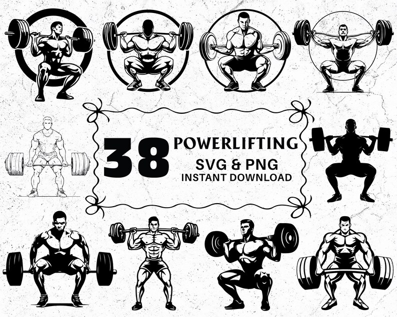Powerlifting SVG PNG Bundle: Weightlifter Silhouette Clipart (digital ...