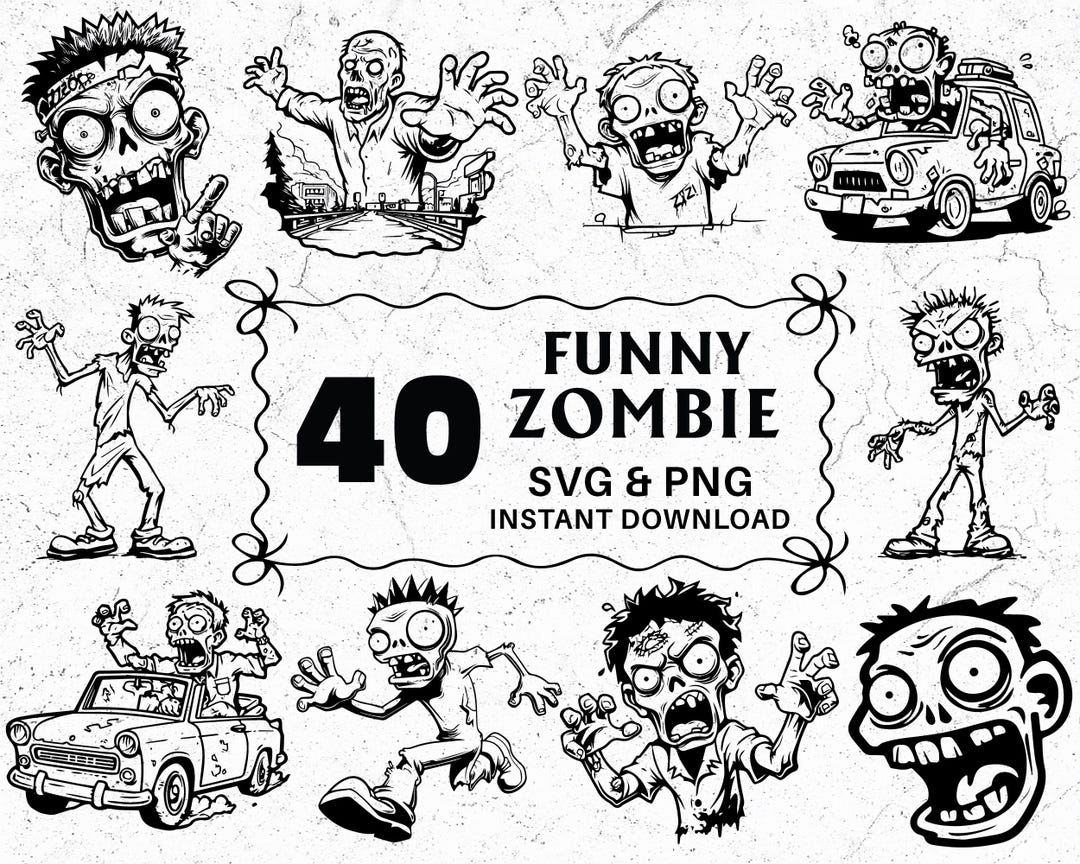 Funny Zombie SVG Clipart Bundle: Halloween Cricut Cut Files - Etsy UK