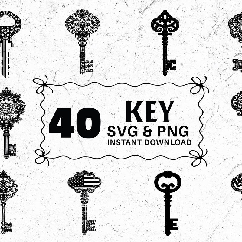 Skeleton Key Clipart - Etsy