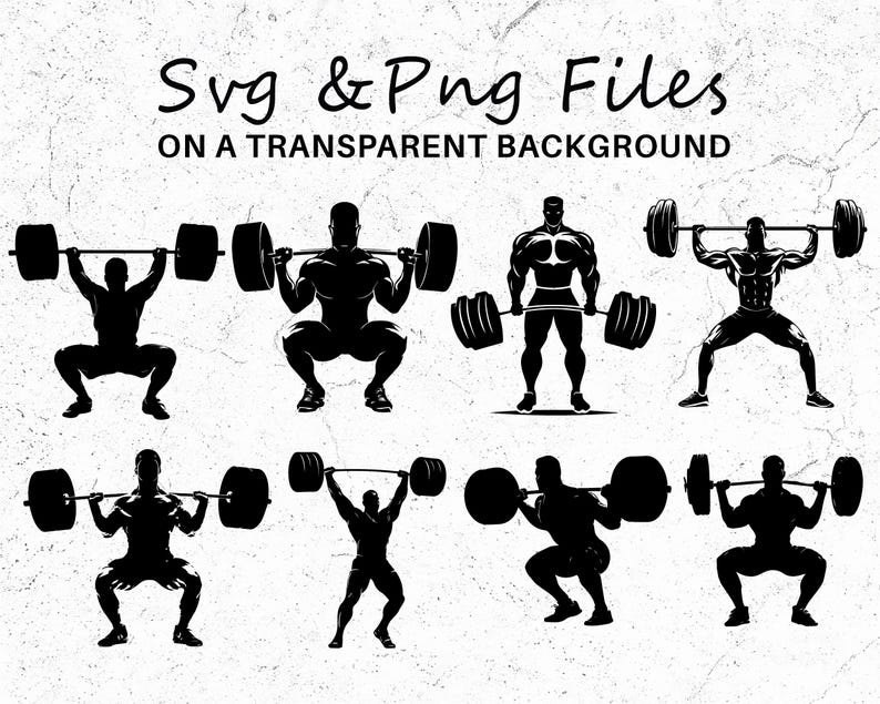 Powerlifting SVG PNG Bundle: Weightlifter Silhouette Clipart (digital ...