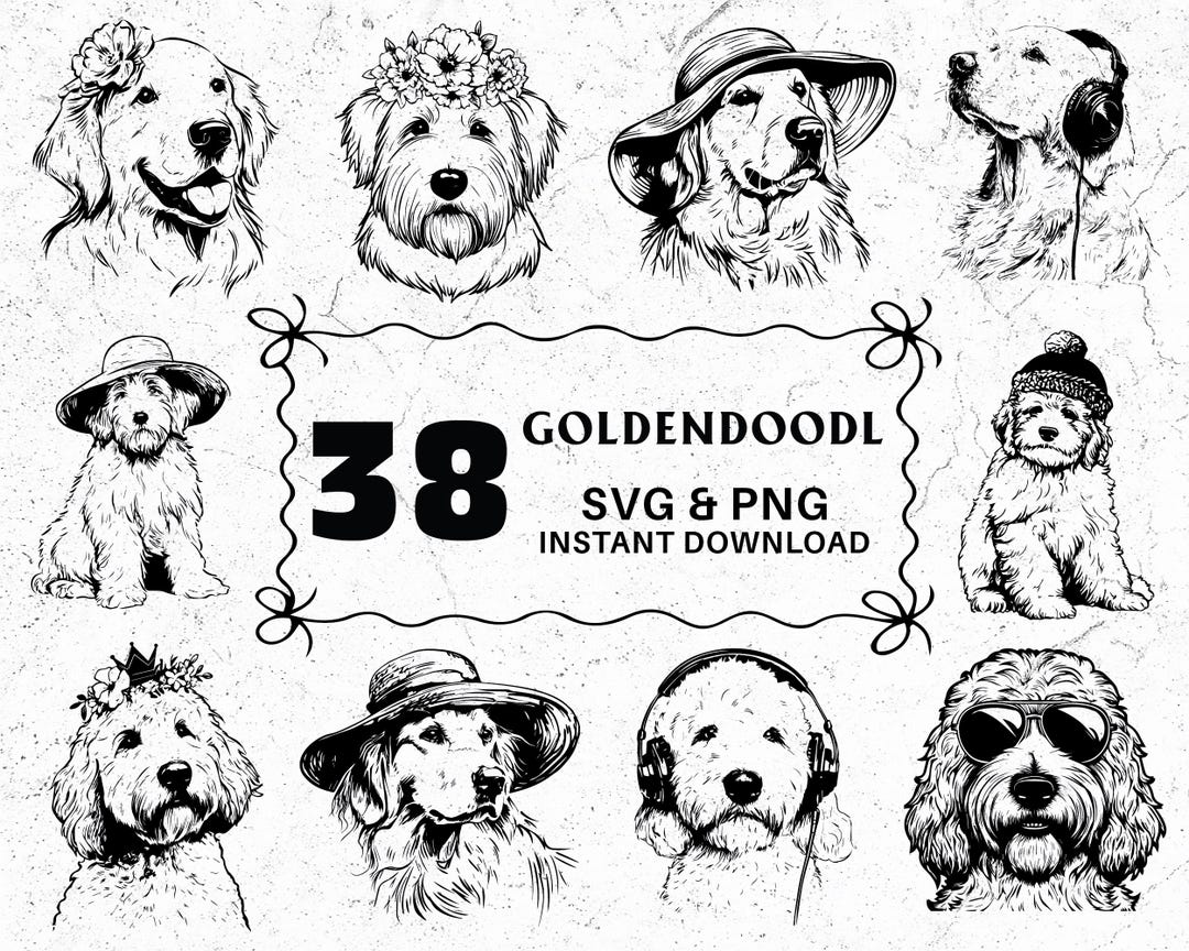 Goldendoodle SVG PNG Bundle | Dog Silhouette Vector | Cricut Cut Files ...