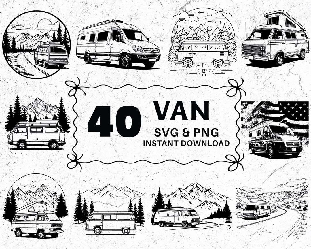 Van SVG PNG Bundle, Camper Van Cut File, Travel Van Vector, Road Trip ...