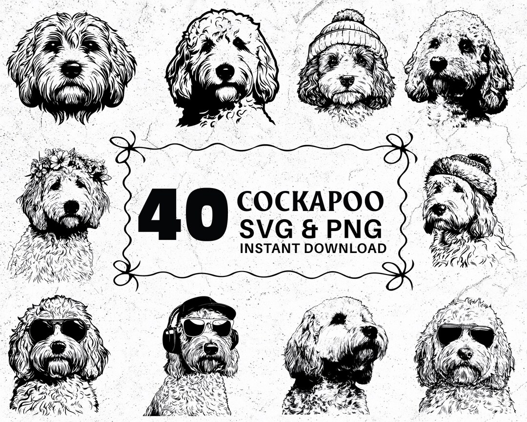 Cockapoo SVG PNG Bundle, Dog Silhouette Clipart, Pet Vector Decal - Etsy