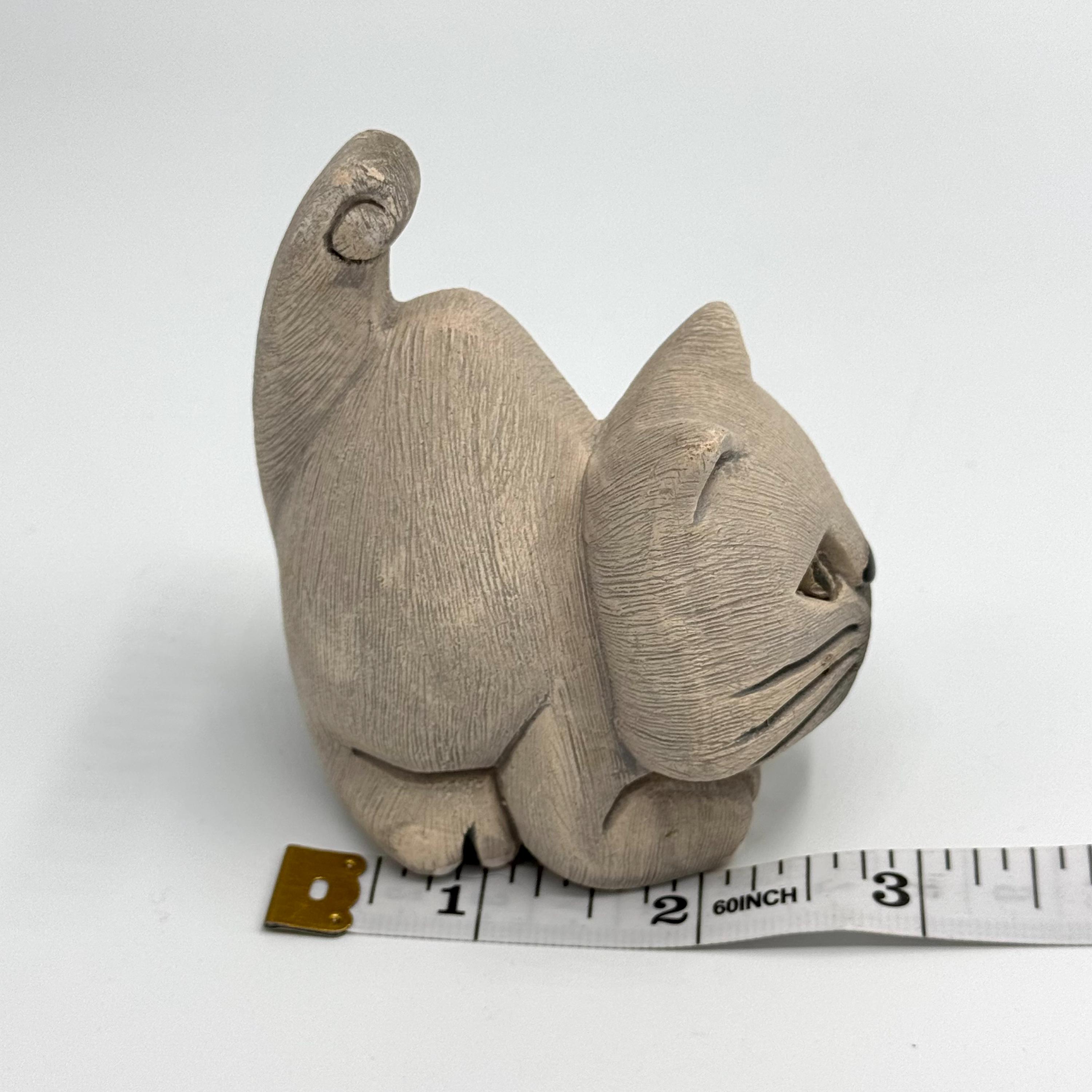 Vintage Artesania Rinconada Crouching Gray Clay Cat With Curled Tail ...