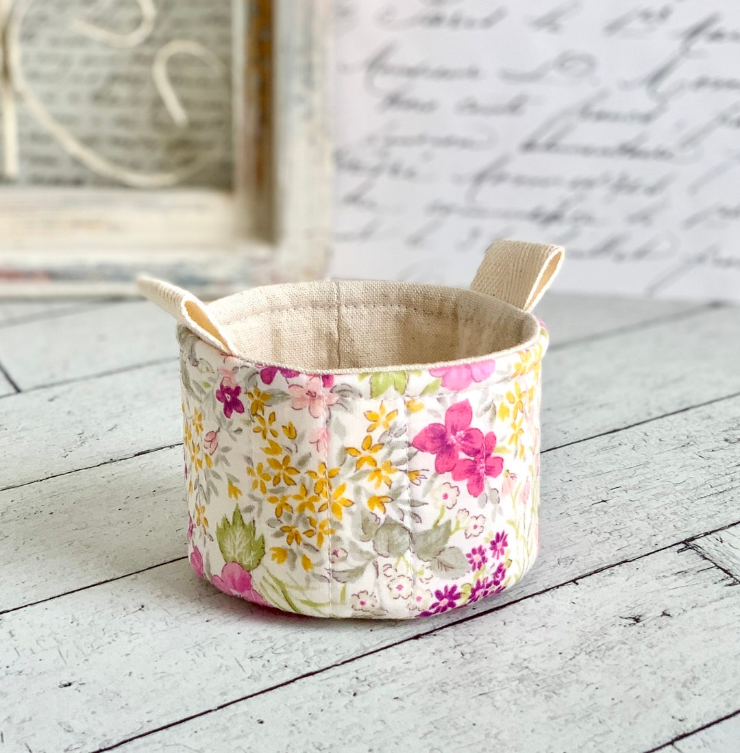 Small Fabric Cup Cute Pastel Pink and Purple Floral Little Fabric ...
