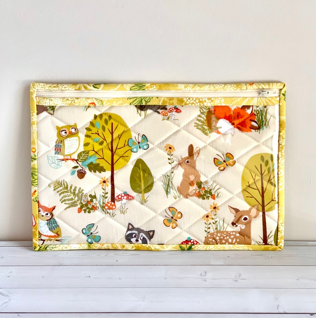 Large Vinyl See Through Project Bag Woodland Animals Vinyl Zipper Pouch ...
