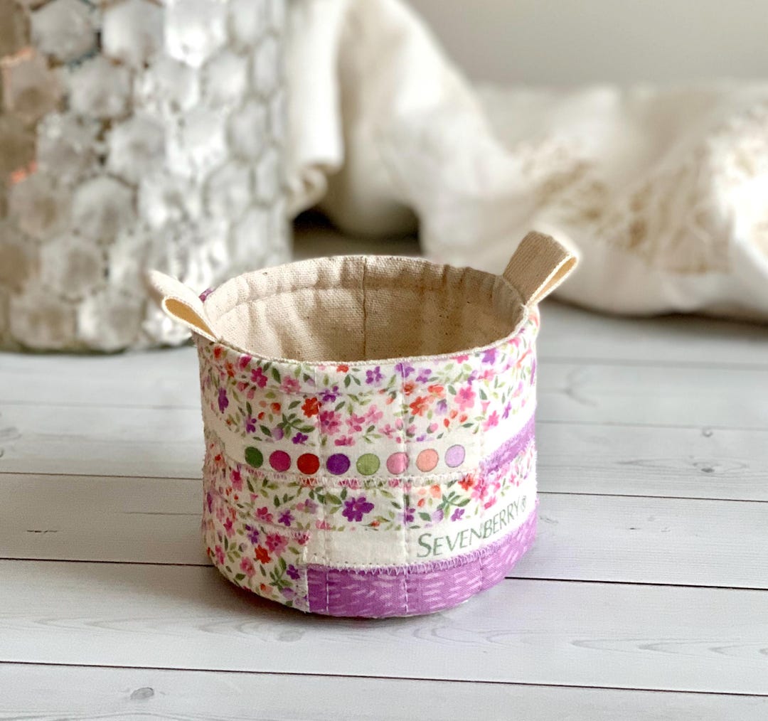 Small Fabric Cup Made With Purple Floral Fabric Scraps Little Fabric ...