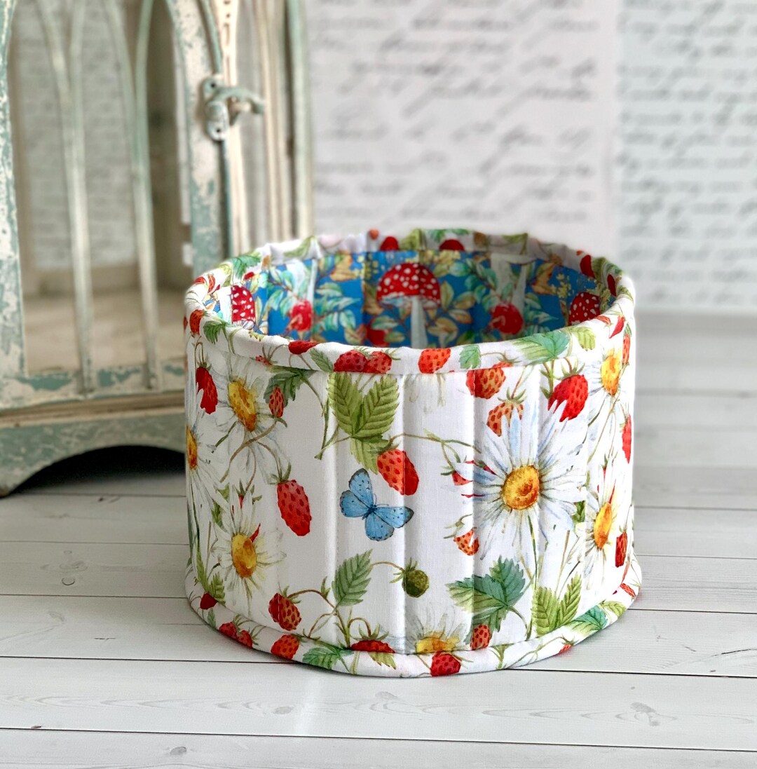 Quilted Fabric Bucket Daisy Flowers Floral Large Decorative Fabric ...