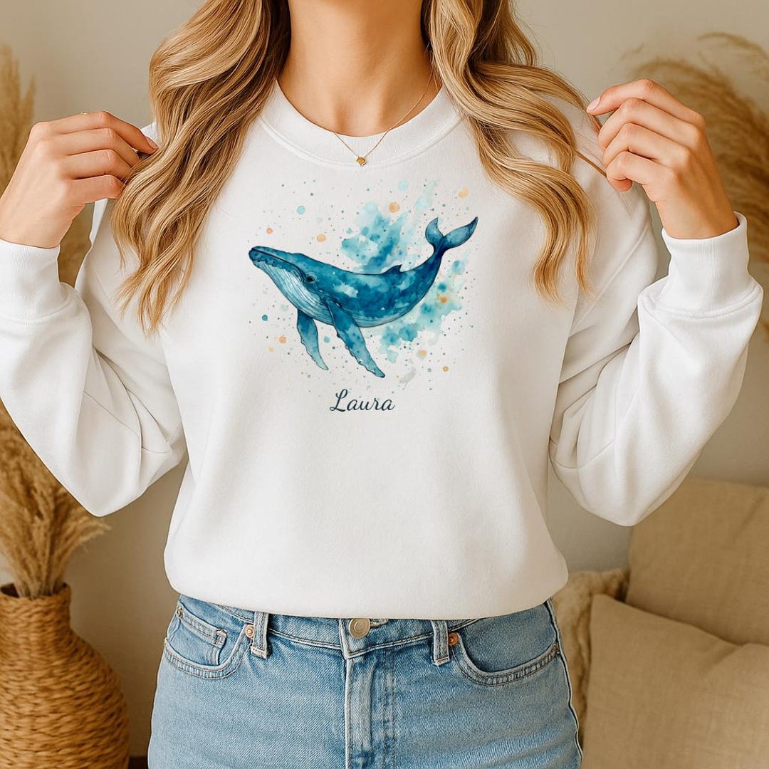 Customizable Humpback Whale Watercolor Sweater – Nautical Sweater ...