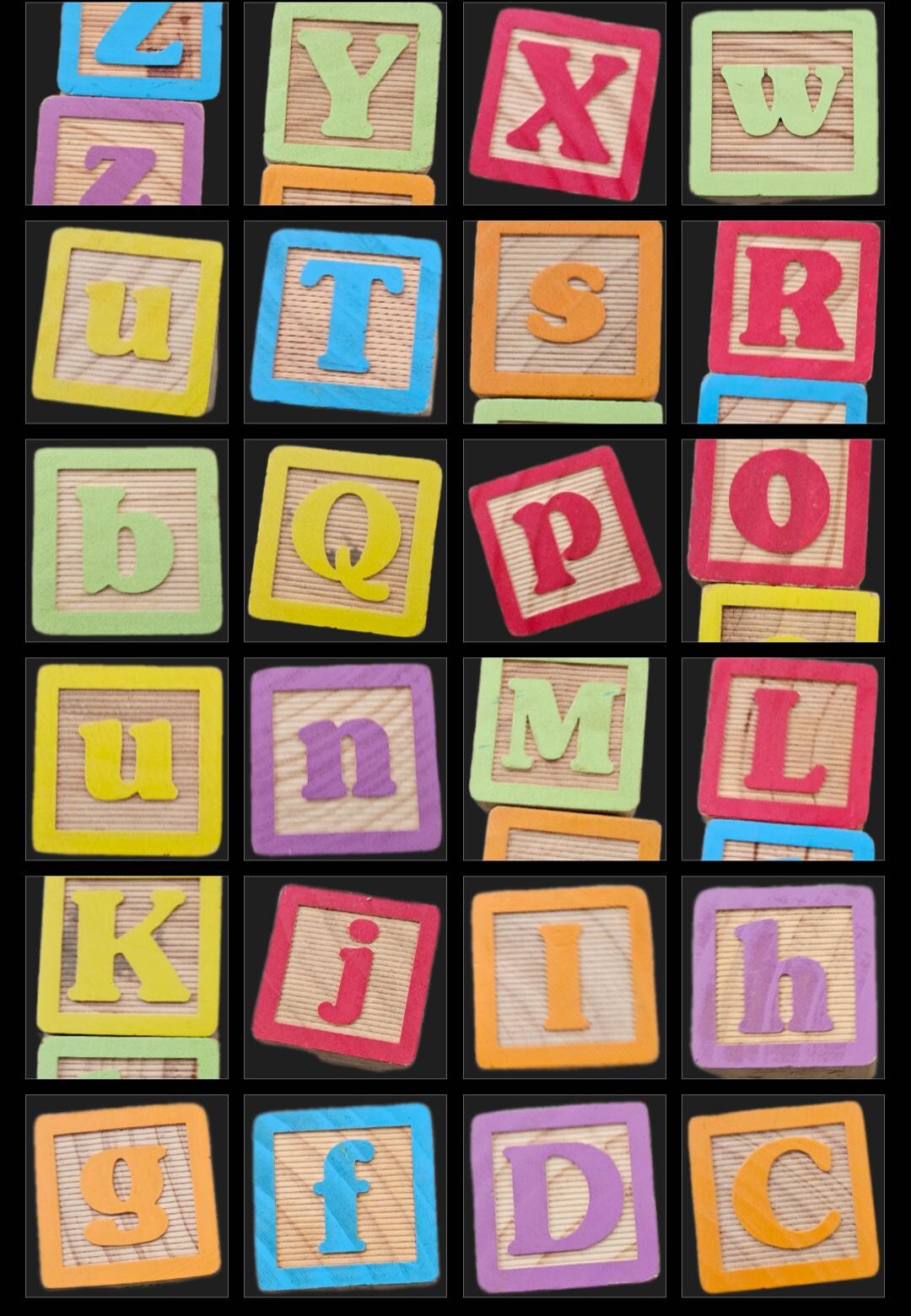Used- 36pcs Wooden ABC Letters Building Blocks Learning Education Toys ...